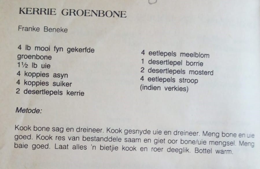 CURRY BEANS – KERRIE BOONTJIES – From Dad – Normal Kitchen – YellowCook